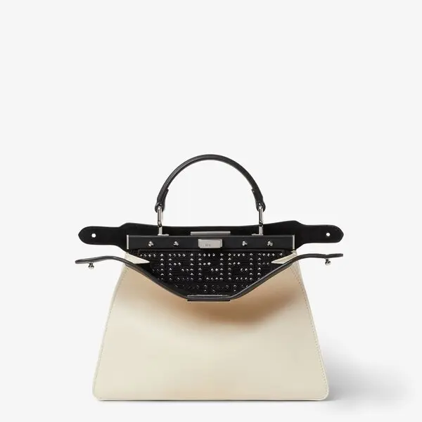 Fendi Peekaboo® Iseeu Small Parchment-colored Leather Bag With Ff Mirrors - [beige]
